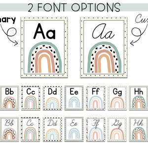 Boho Rainbow Alphabet Posters, Print Alphabet, Cursive Alphabet ...
