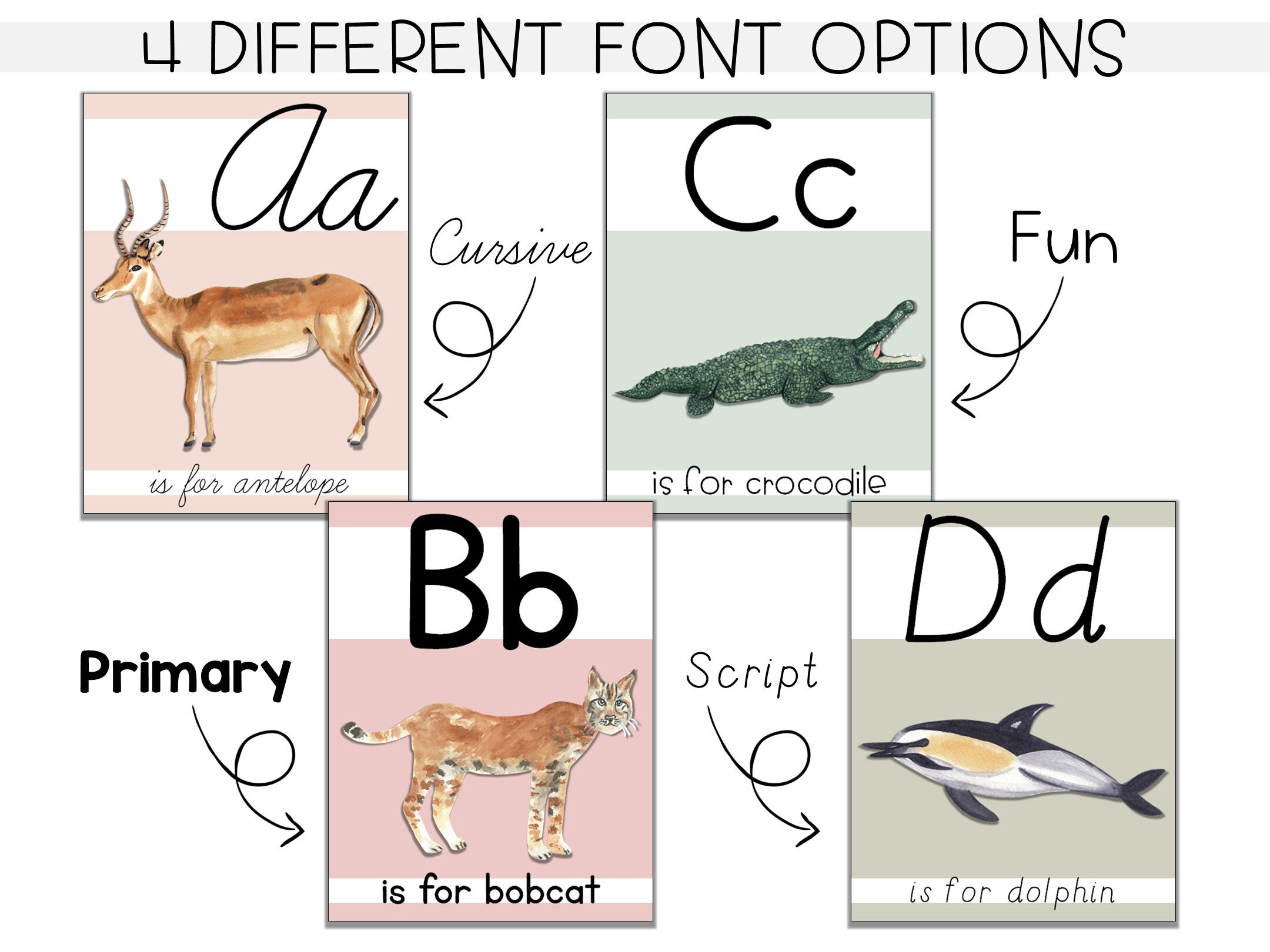 Neutral Alphabet Posters - Cursive & Print - Etsy