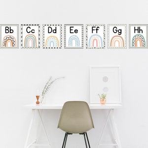 Boho Rainbow Alphabet Posters, Print Alphabet, Cursive Alphabet ...