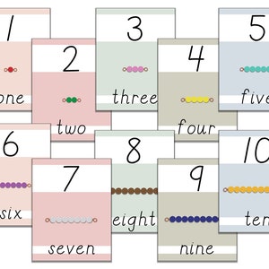 Montessori Number Posters - Montessori Bead Bar Number Posters - Etsy