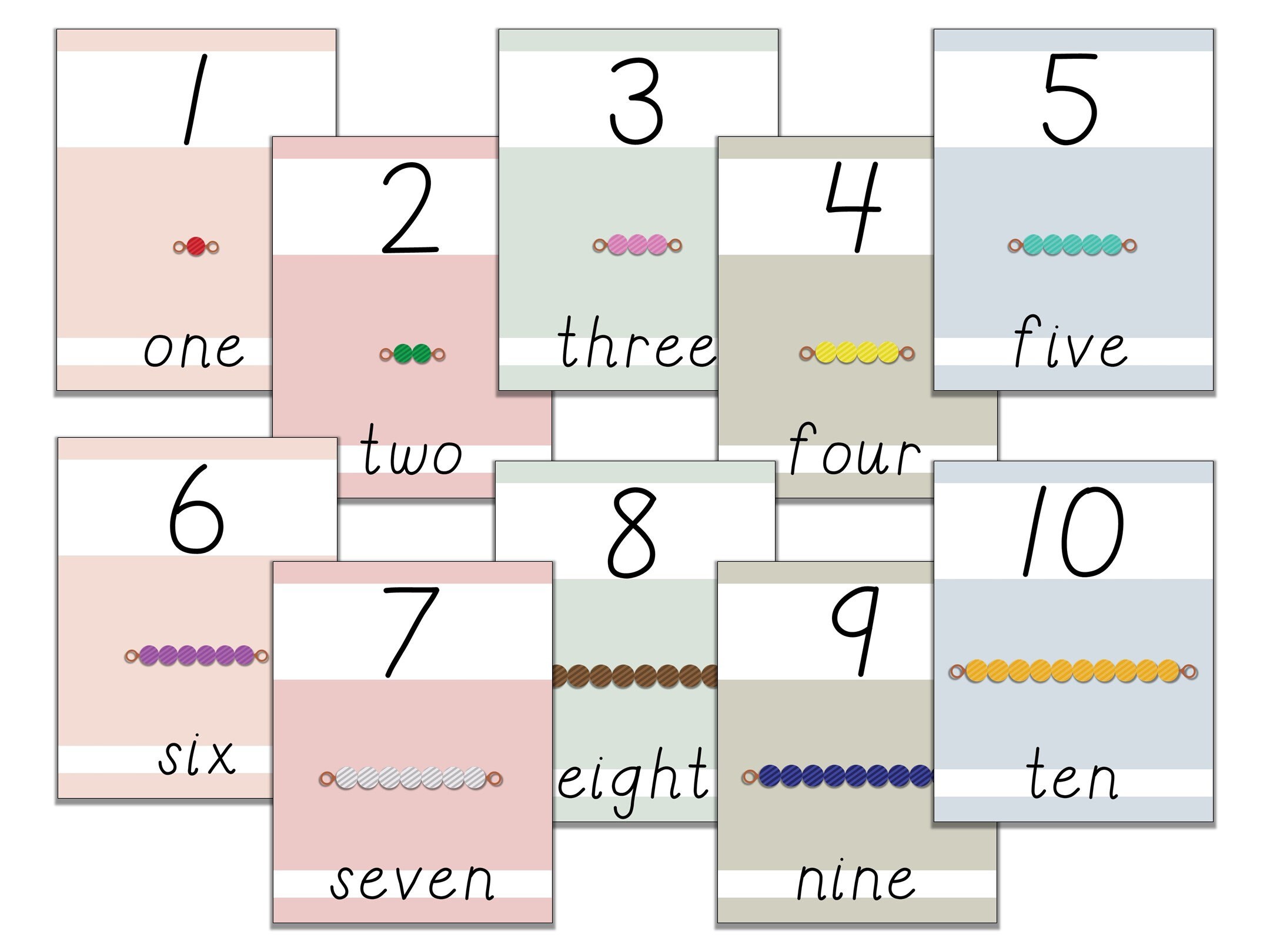 Montessori Number Posters - Montessori Bead Bar Number Posters - Etsy