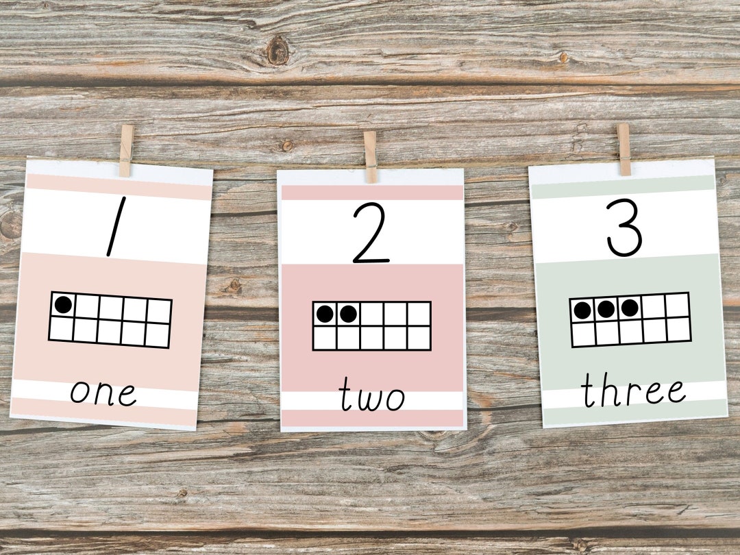 Number Posters - Numbers 1-20 With Ten Frames - Neutral Palette Number ...