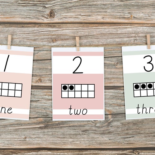 Number Posters Numbers 1-20 With and Without Ten Frames Boho | Etsy