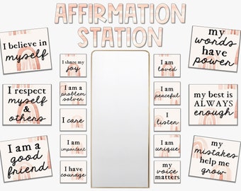 Positive Affirmation Station - Classroom Affirmation Station - Boho ...