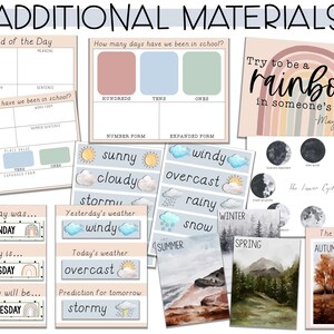 Boho Rainbow Classroom Calendar Display - Boho Rainbow Classroom Decor ...