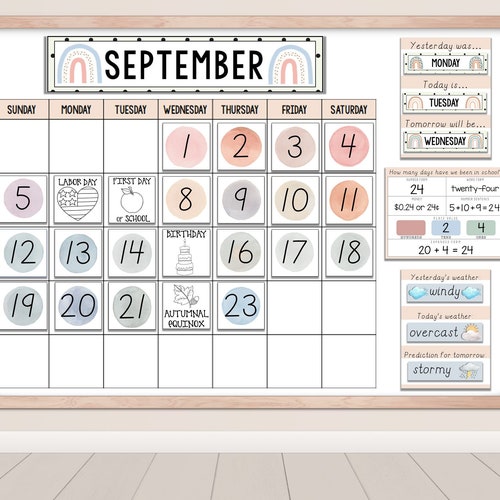Boho Rainbow Classroom Calendar Display Boho Rainbow - Etsy