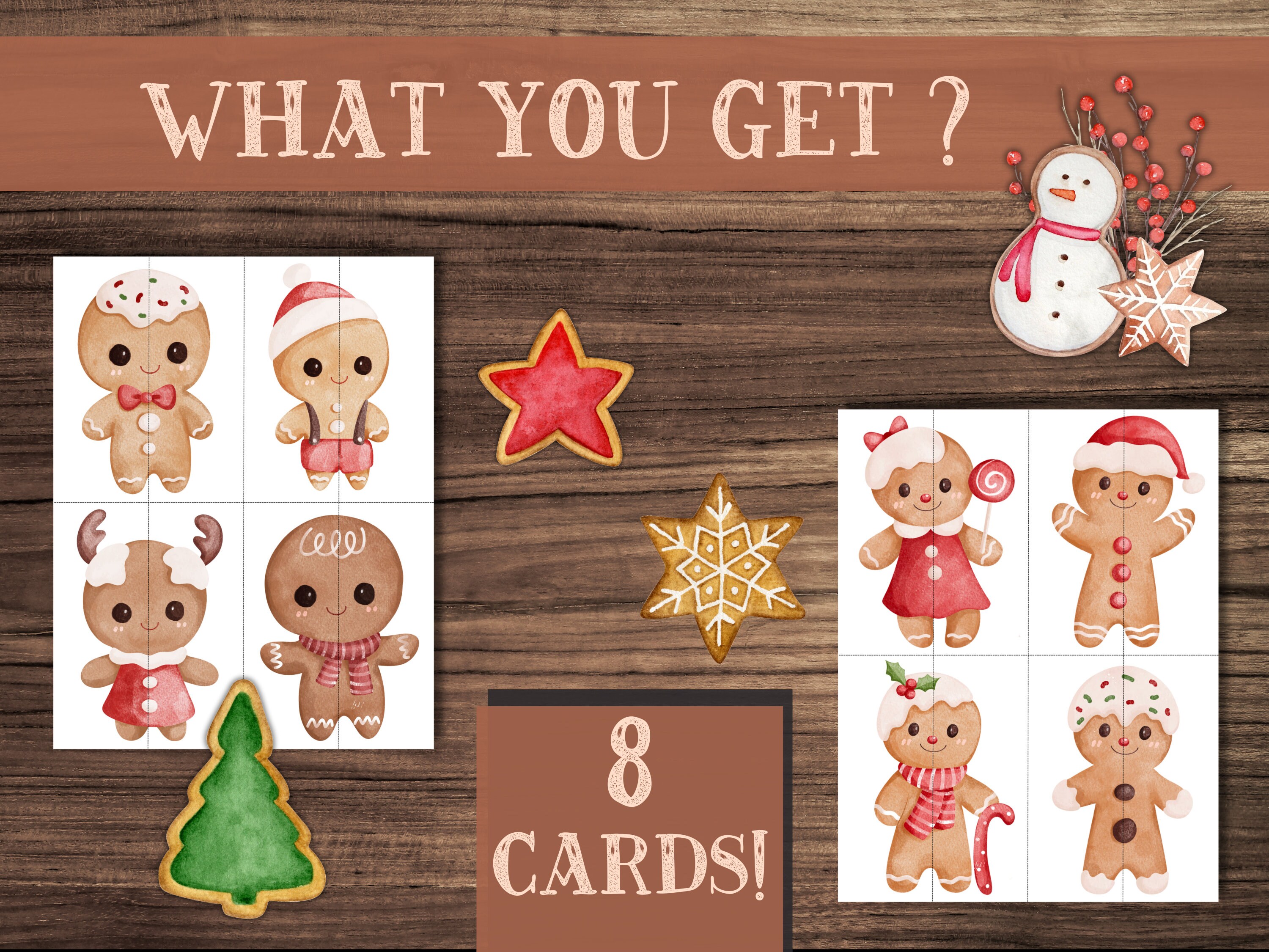 CHRISTMAS GINGERBREAD Matching Game • Toddler Matching Activity ...