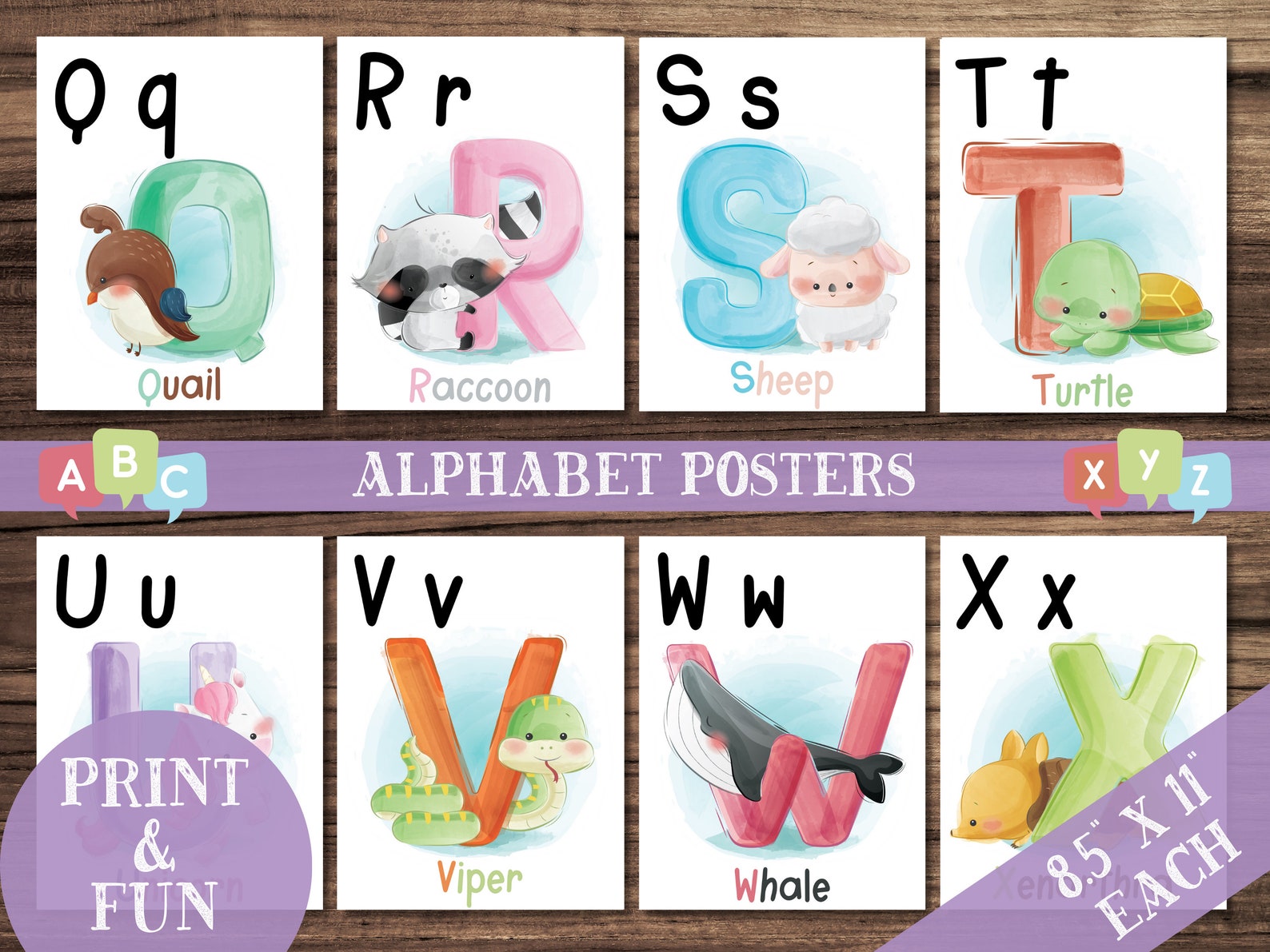 Animal Alphabet Poster • ABC Poster Printable • Digital Download ...