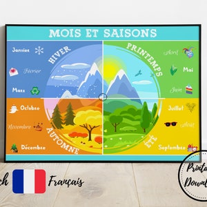 MONTHS of the Year and SEASON Poster Mois Et Saisons French Educational ...