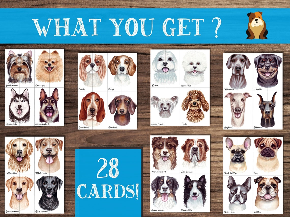 Dogs Symmetry Puzzles • Kid Matching Cards, Homeschool Learning ...
