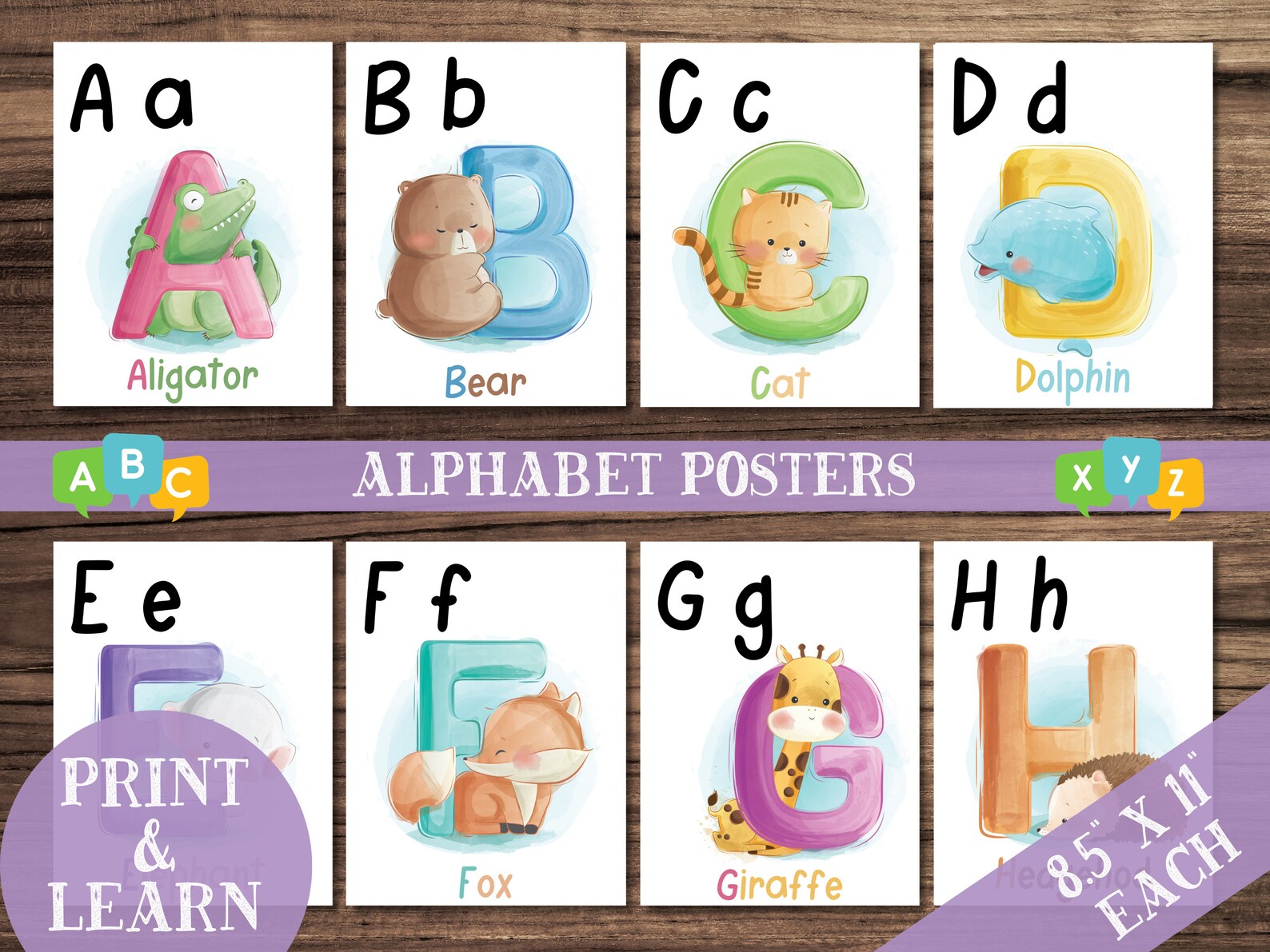 Animal Alphabet Poster • ABC Poster Printable • Digital Download ...
