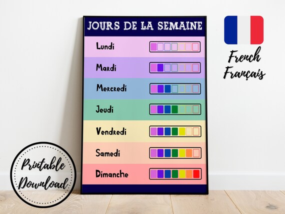 DAYS of the WEEK Poster JOURS De La Semaine French | Etsy