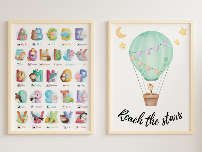 Animal Alphabet Poster ABC Poster Printable Digital Download Watercolor ...