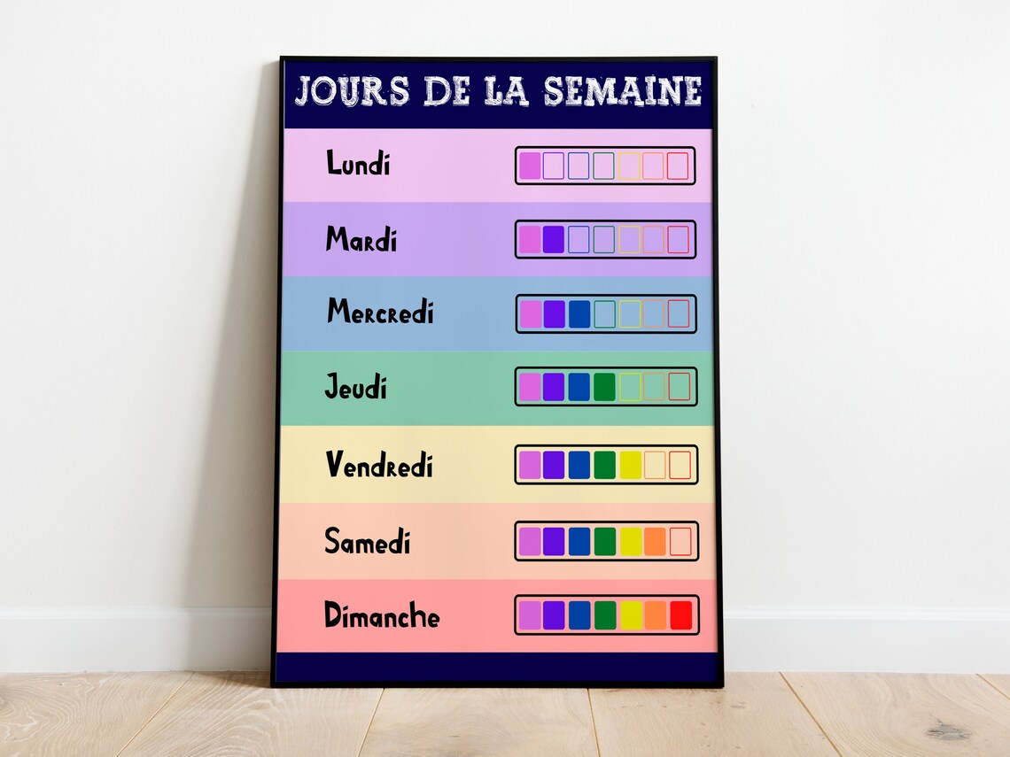 DAYS of the WEEK Poster JOURS De La Semaine • French Educational Poster ...