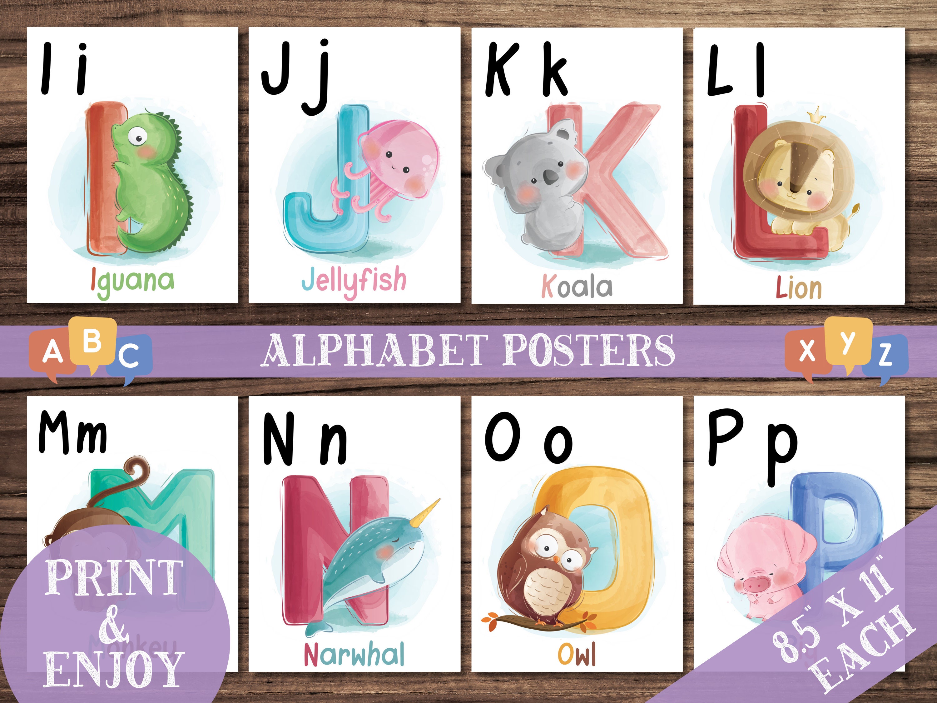 Animal Alphabet Poster • ABC Poster Printable • Digital Download ...