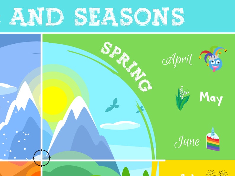 MONTHS of the Year & Four SEASONS POSTER Montessori Educational Poster ...