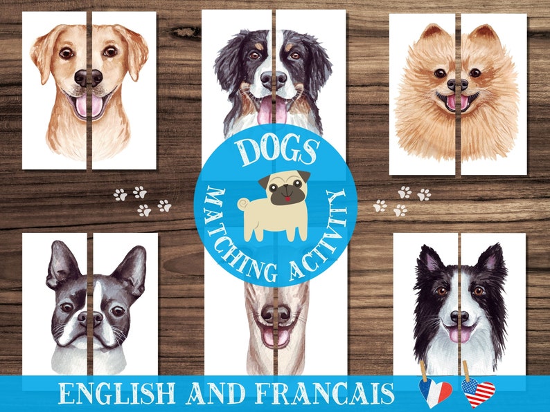 Dogs Symmetry Puzzles • Kid Matching Cards, Homeschool Learning ...