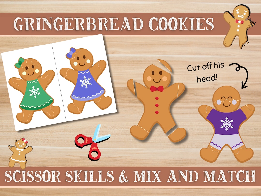 CHRISTMAS GINGERBREAD Man Cutting Activity • Christmas Scissor Skill ...