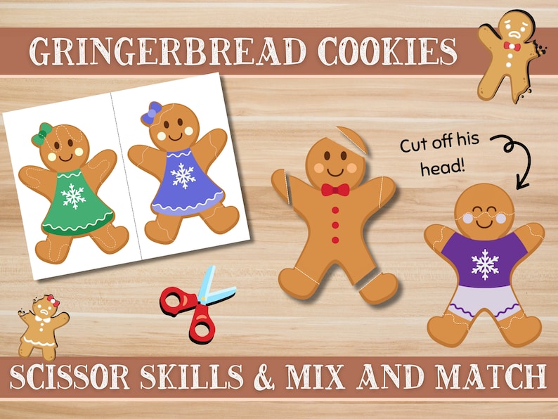 CHRISTMAS GINGERBREAD Man Cutting Activity Christmas Scissor Skill ...