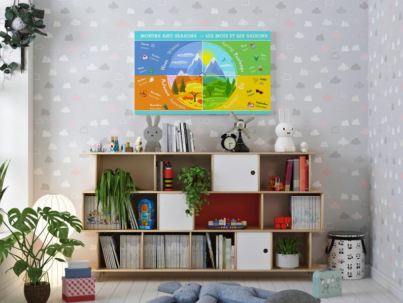 Months of the Year Four Seasons Poster Bilingual English & | Etsy Canada