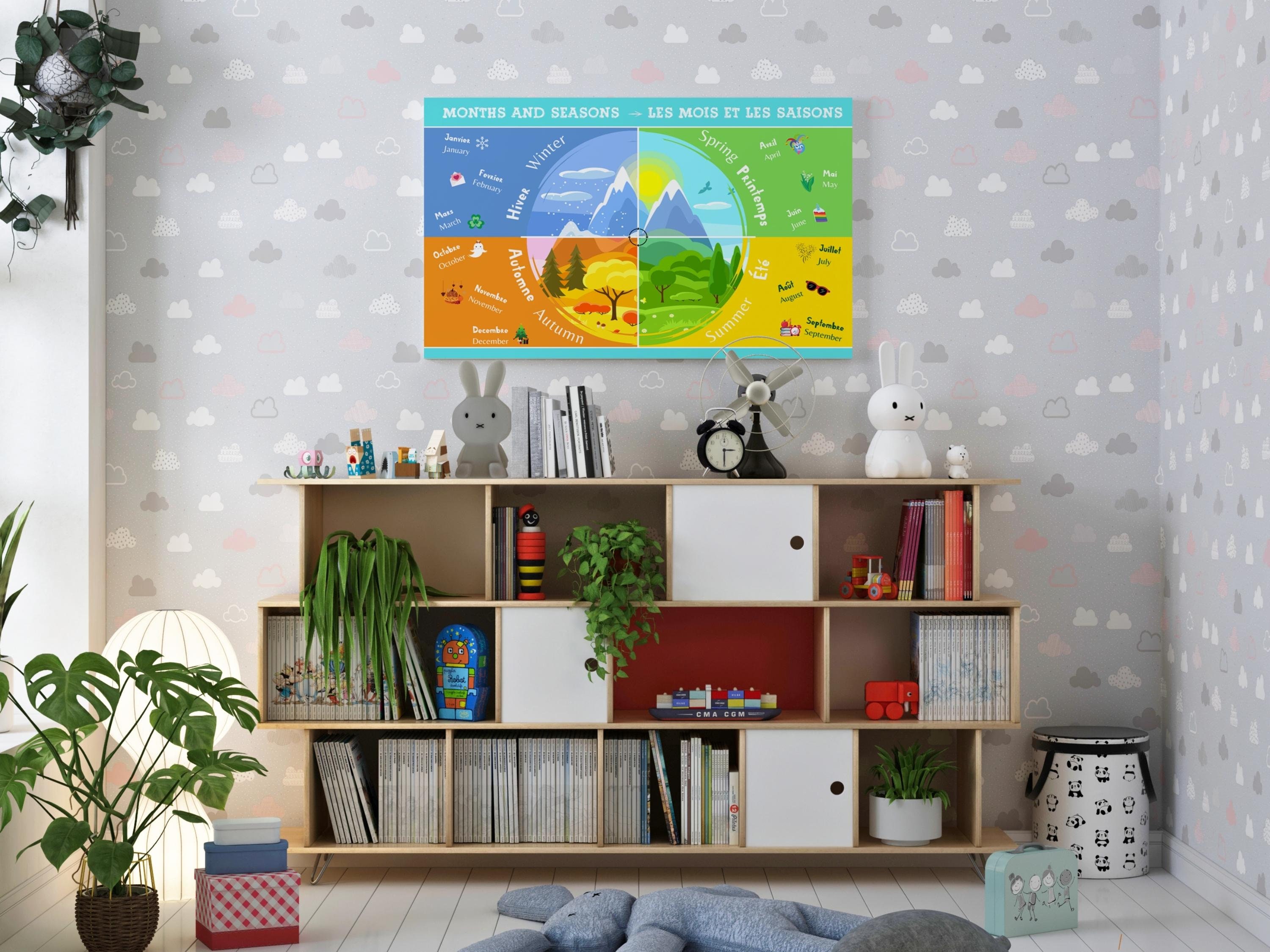 Months of the Year Four Seasons Poster Bilingual English & | Etsy Canada