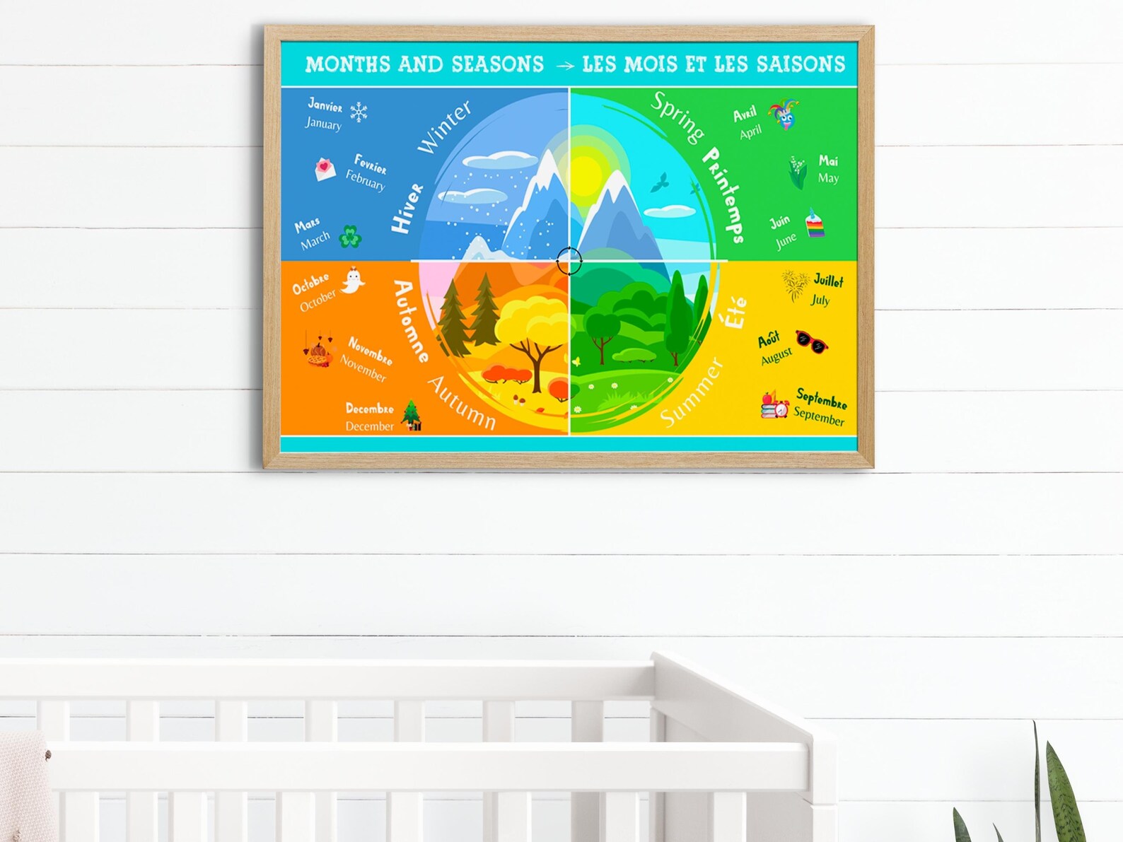 Months of the Year Four Seasons Poster Bilingual English & - Etsy