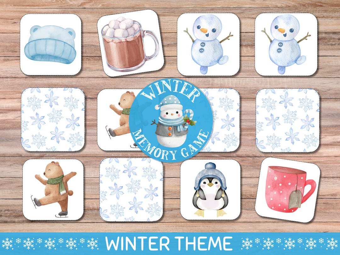 Winter Memory Game • Printable Cards Games Winter Theme | DIGITAL Print ...