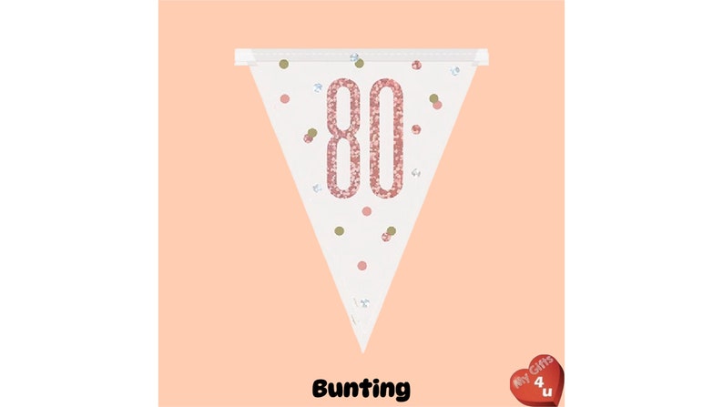 Rose Gold 80th Birthday Decorations Party Bunting Balloons Banners Age ...