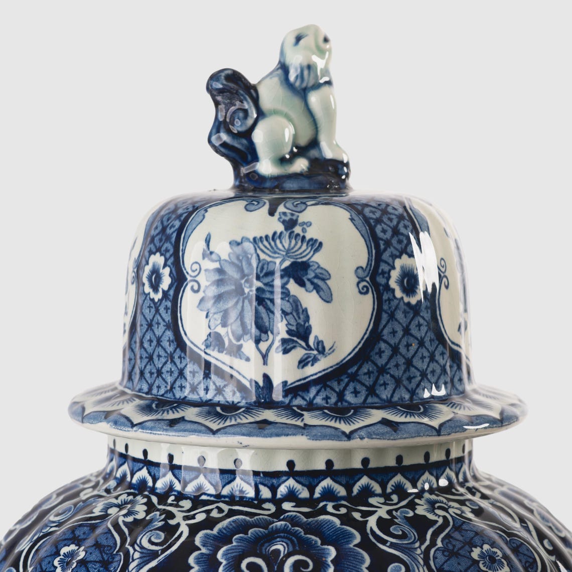 Royal Sphinx Delft Vase: Foo Dog Lid, Blue & White Pottery - Etsy