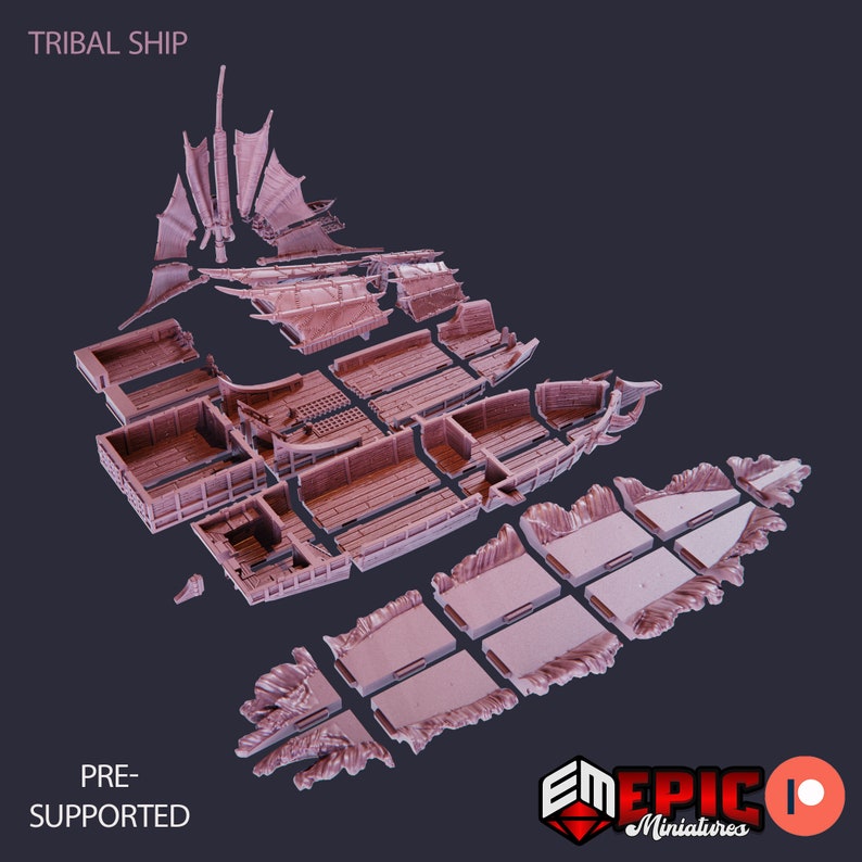 Tribal Ship, the Ramshorn - Epic Miniatures - Etsy