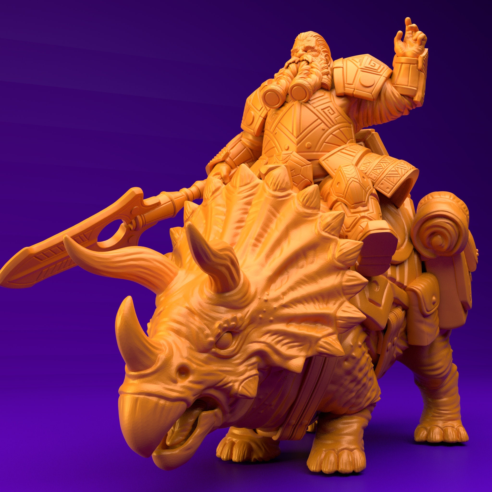 Dwarf With Triceratops Mount 4 Variants Available Brayan - Etsy Australia