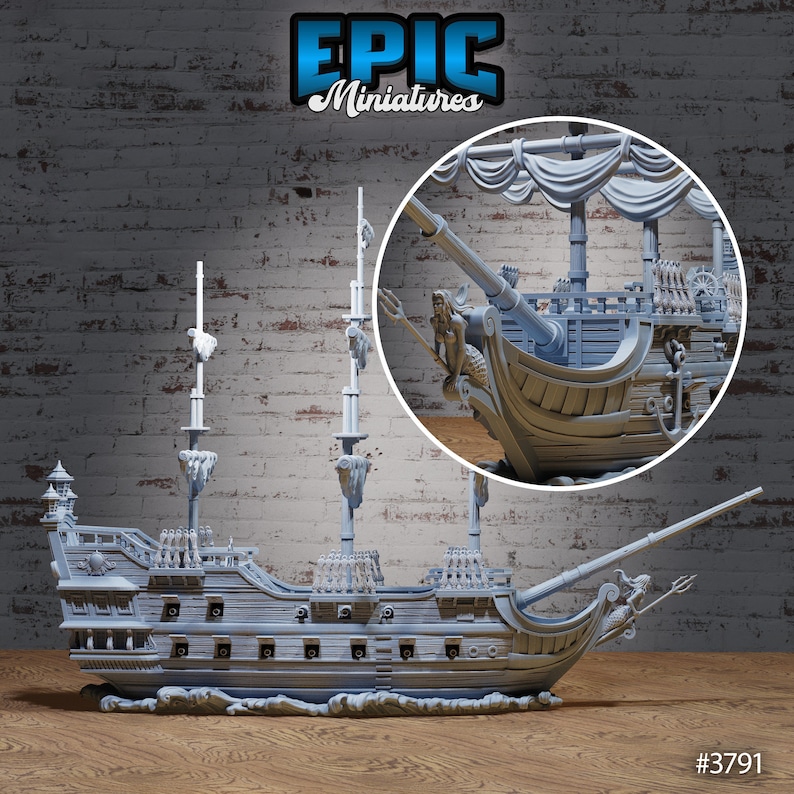 Treasure Galleon Ship, Playable Terrain Piece - Epic Miniatures - Etsy