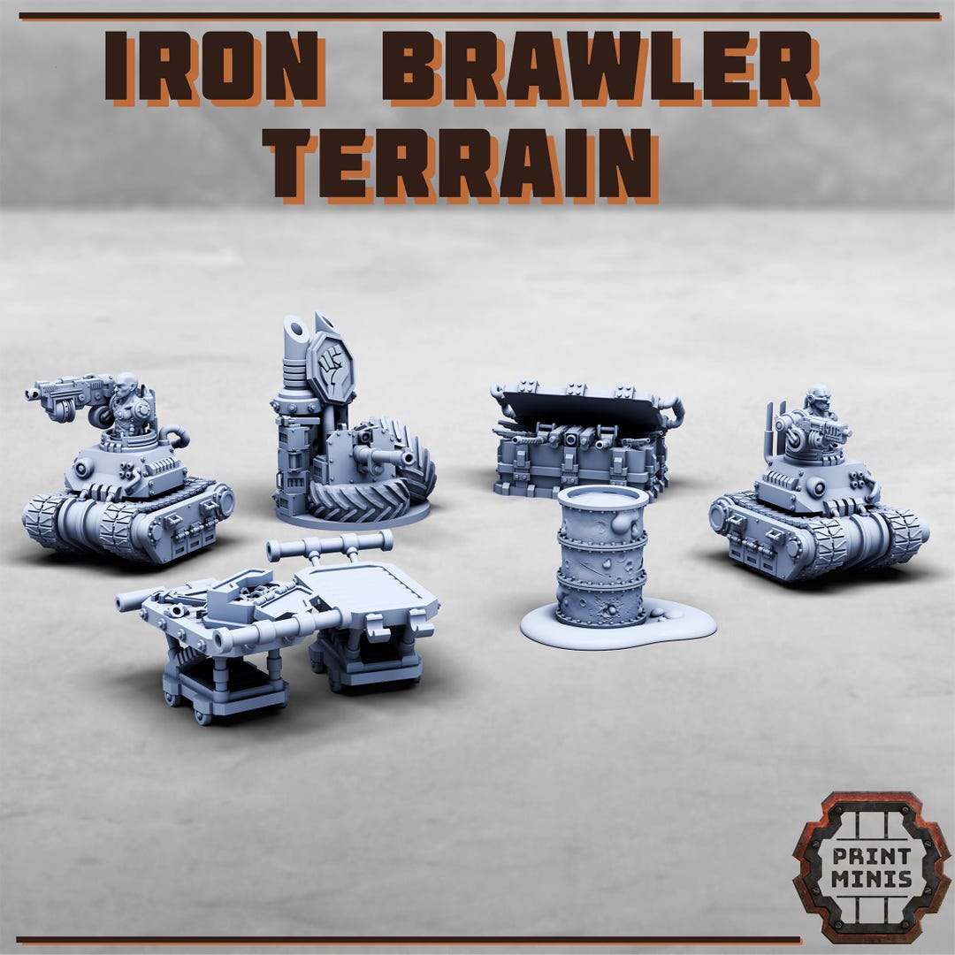 Iron Brawlers Terrain, Scenery Kit (28mm Scale) - Print Minis - Etsy
