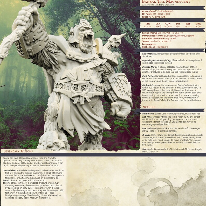 Banzai gorilla King 3 Poses Available Brayan Nafarrate - Etsy