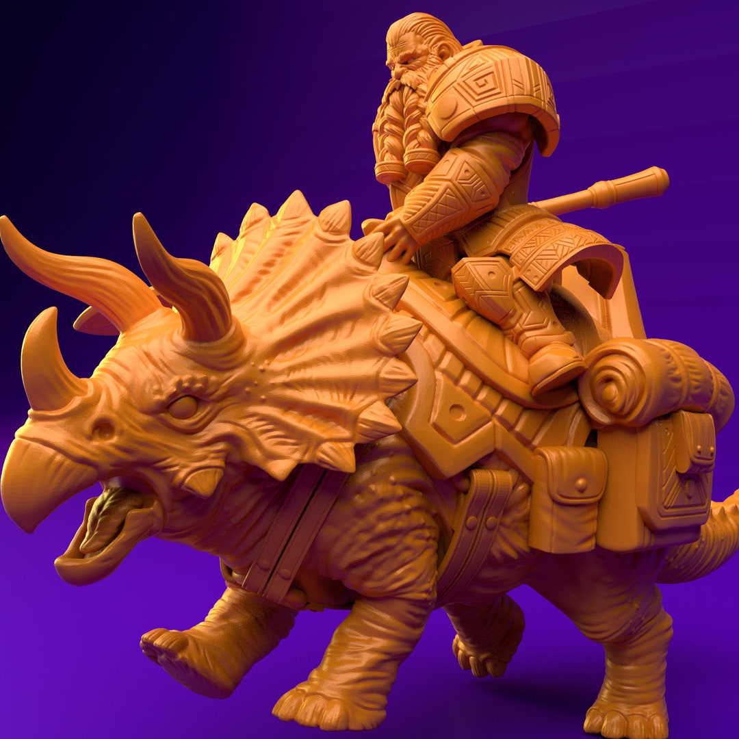 Dwarf With Triceratops Mount (4 Variants Available) - Brayan Nafarrate ...