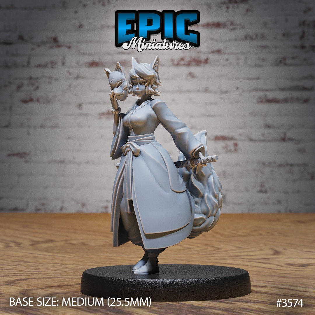 Kitsune Spirit Warrior (3 Variants Available) - Epic Miniatures - Etsy