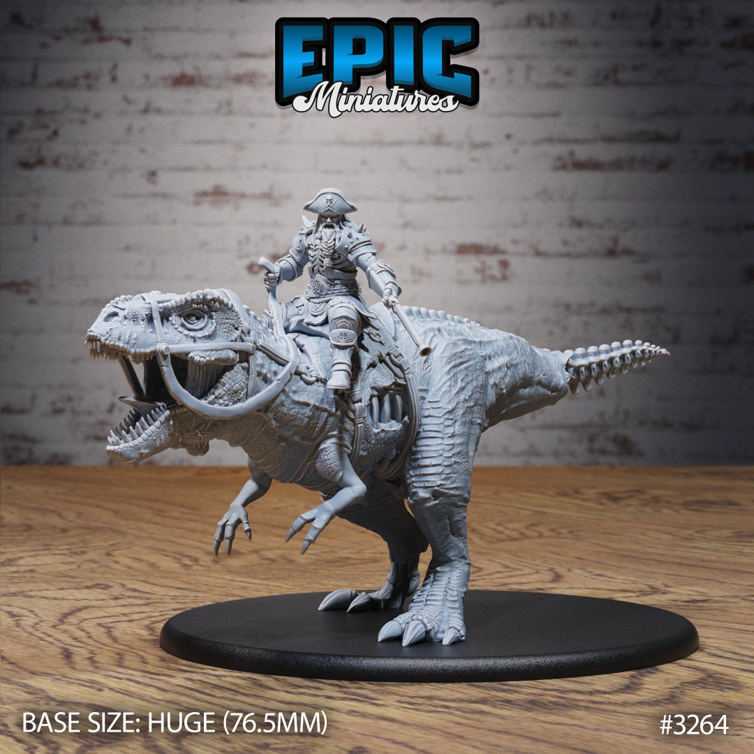 Cursed Captain Riding a Zombie T-rex - Epic Miniatures - Etsy