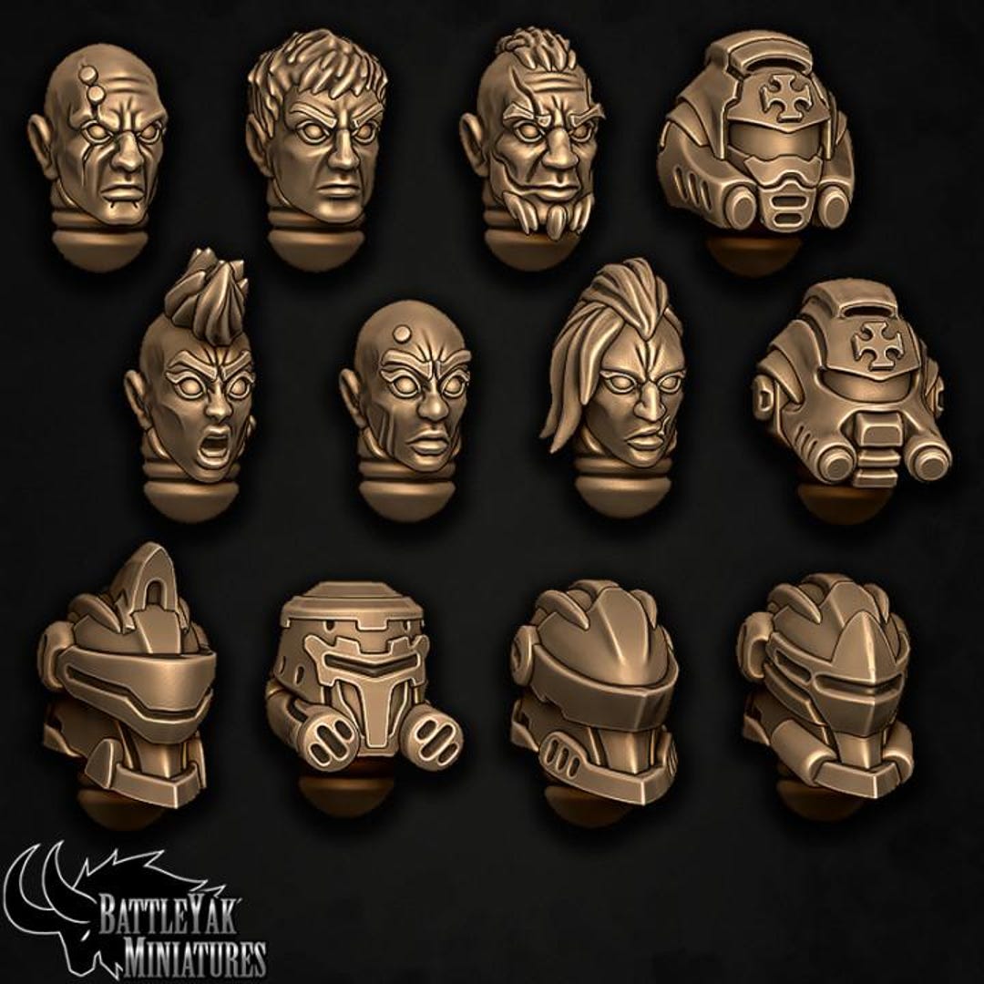 Sentinel-paladin Heads, Customisation Pack - 32mm Scale (12 Variants ...