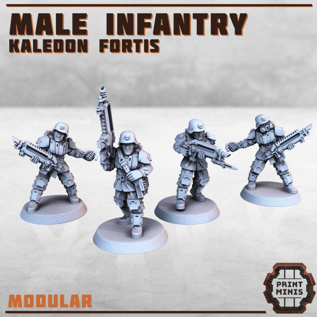 Male Infantry - Kaledon Fortis (4 Variants Available) - Print Minis - Etsy