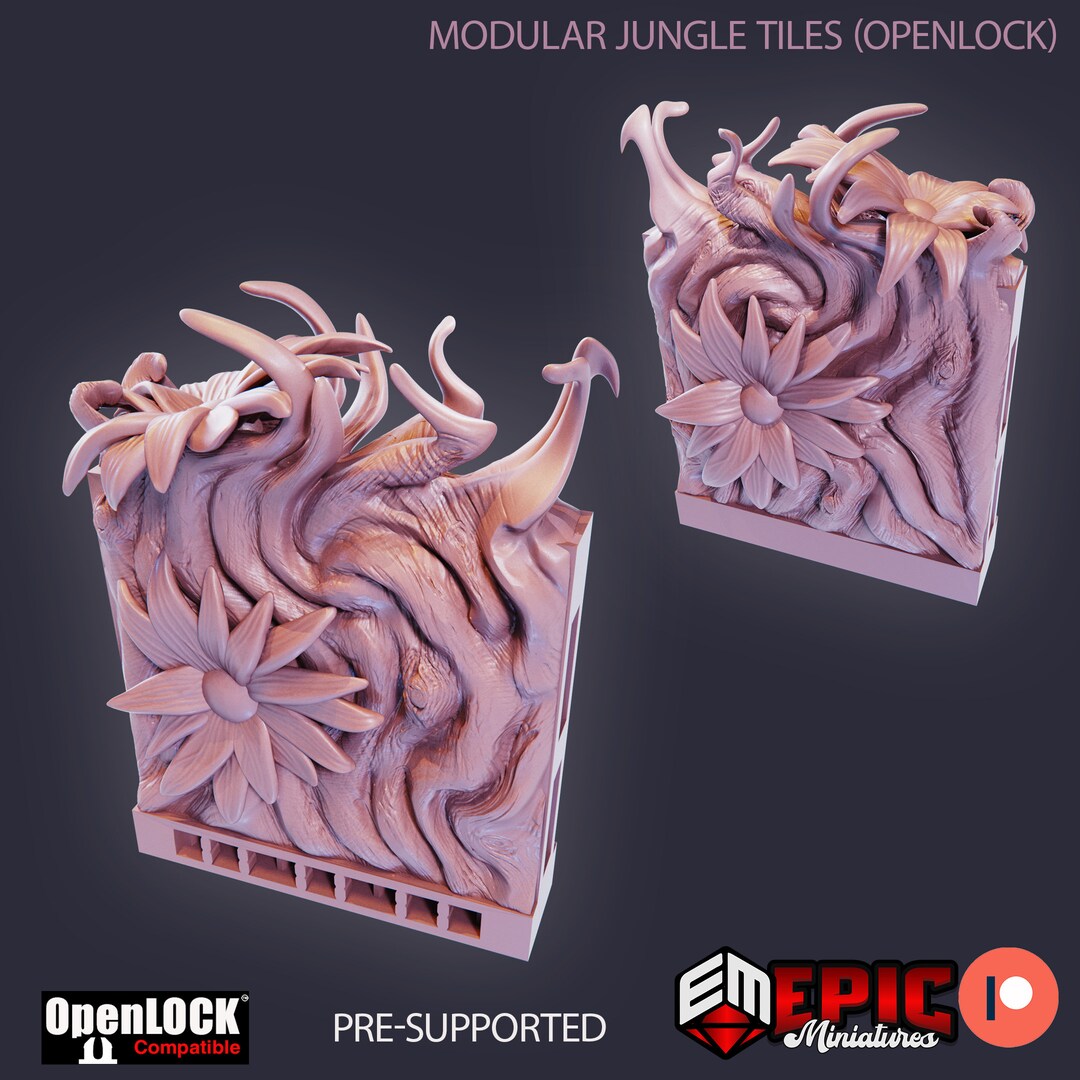 Modular Jungle Tiles, Wall Set (openlock) - Epic Miniatures - Etsy