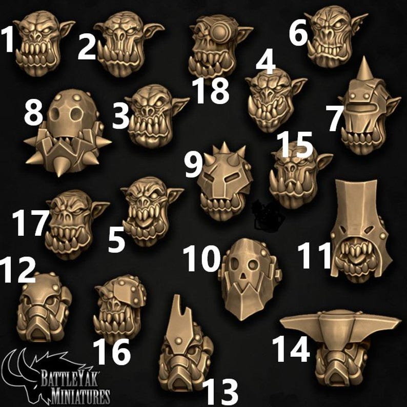 Beastorkk Heads, Customisation Pack - 32mm Scale (18 Variants Available ...