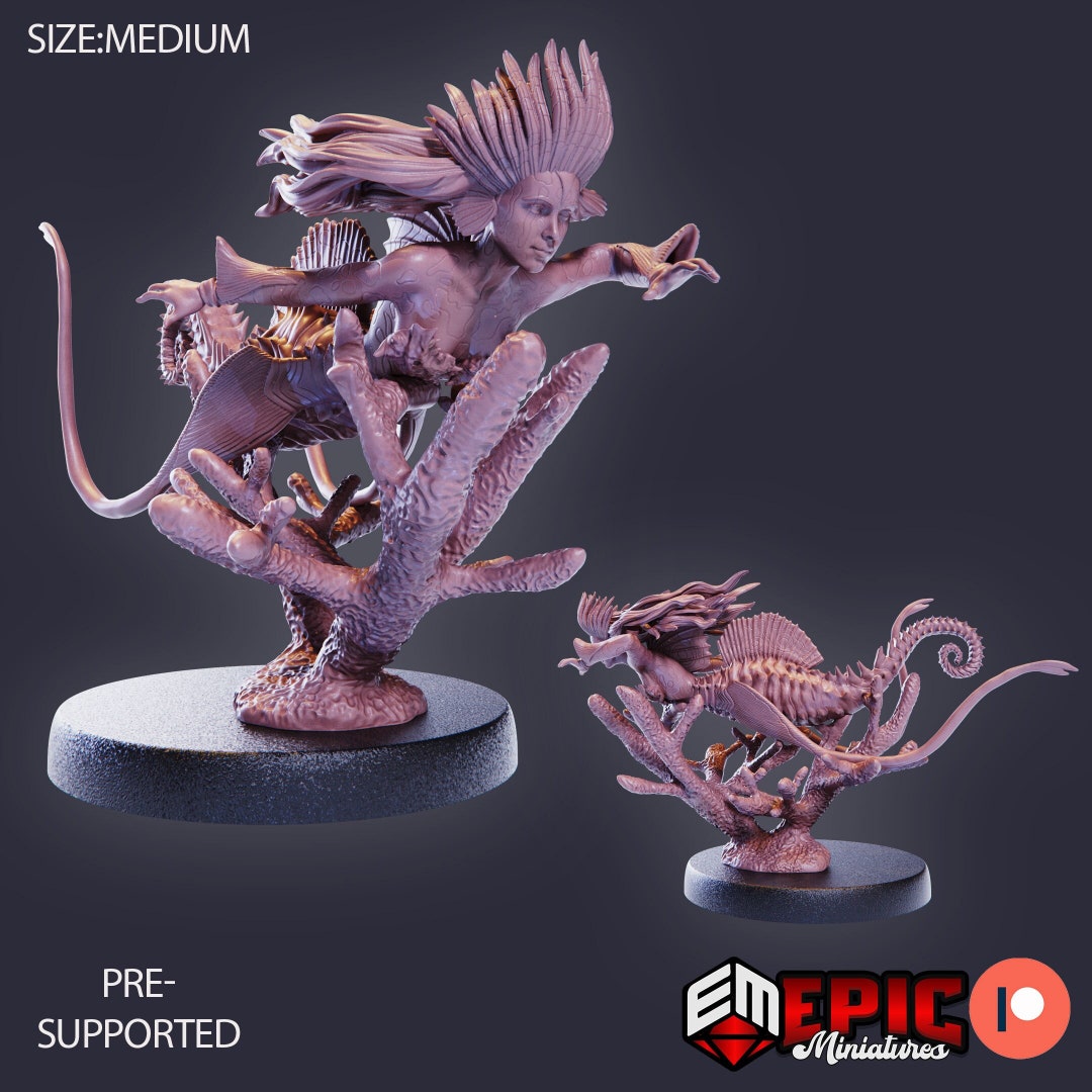 Seahorse Mermaid (3 Variants Available) - Epic Miniatures - Etsy