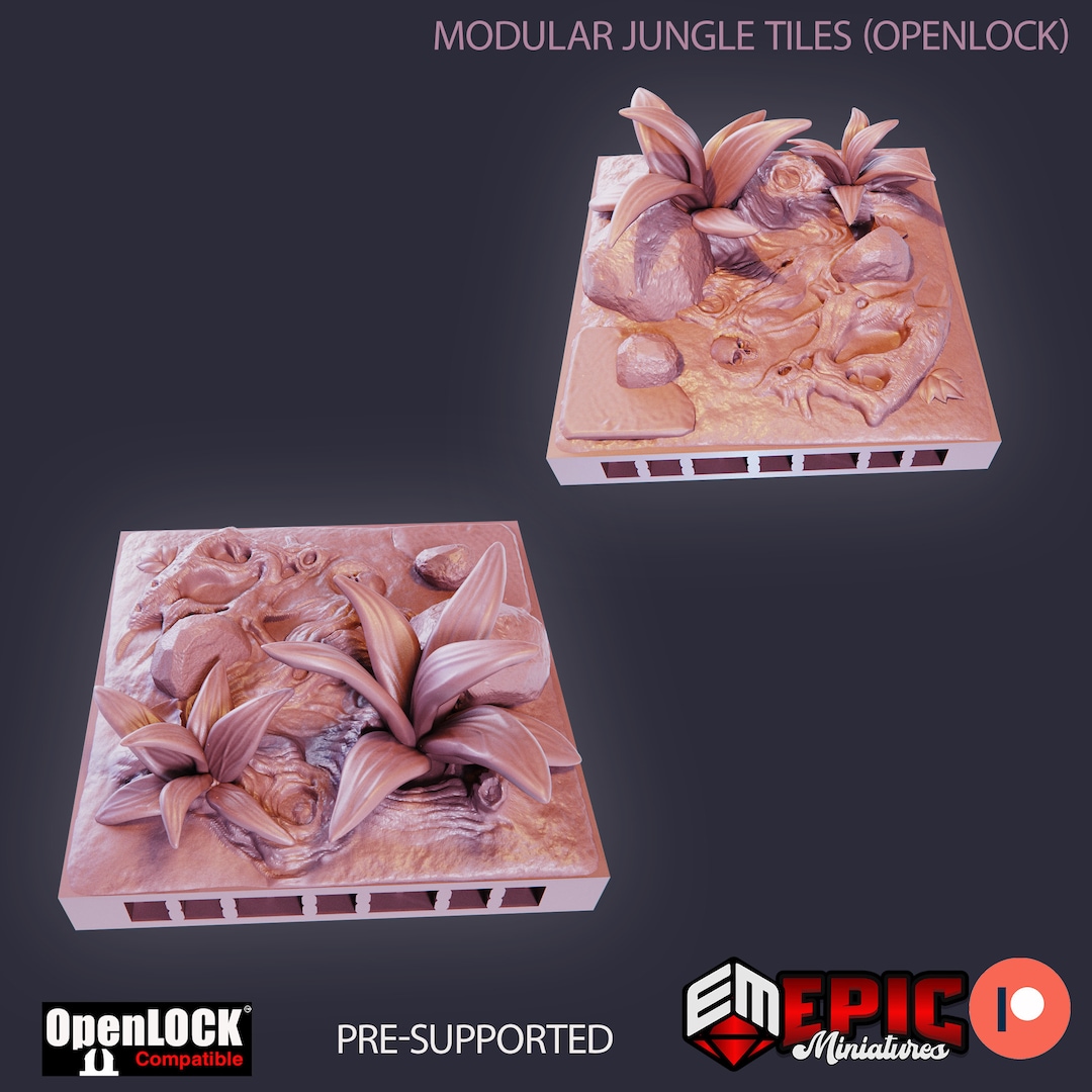 Modular Jungle Tiles, Floor Set (openlock) - Epic Miniatures - Etsy