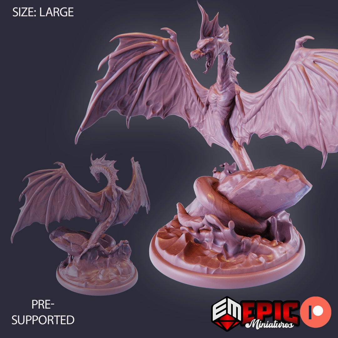 Winged Sea Serpent (3 Variants) - Epic Miniatures - Etsy