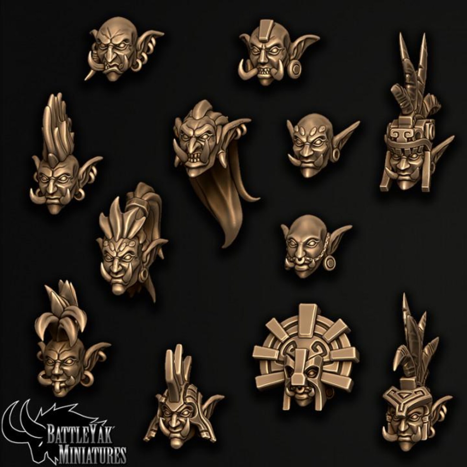 Trollkin Female Heads, Customisation Pack - 28mm Scale (12 Variants ...