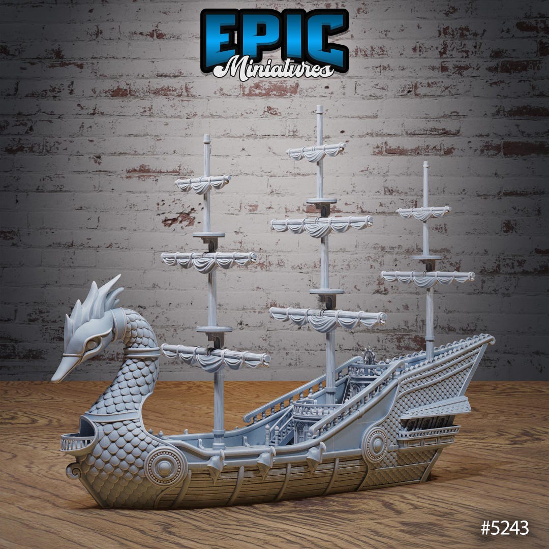 Elven Swan Ship - Epic Miniatures - Etsy