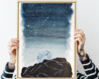 Full Moon Painting | Etsy