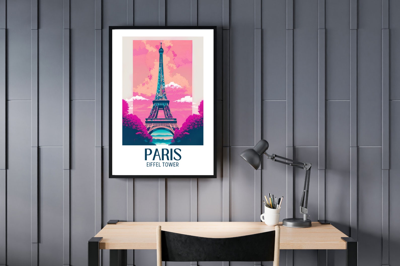 Paris Retro Travel Poster, Eiffel Tower Travel Print, Vaporwave Dorm ...