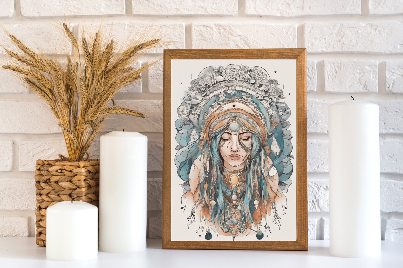 Bohemian Spirit Woman Digital Art Download, Tribal Pastel Print ...