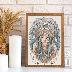 Bohemian Spirit Woman Digital Art Download, Tribal Pastel Print ...